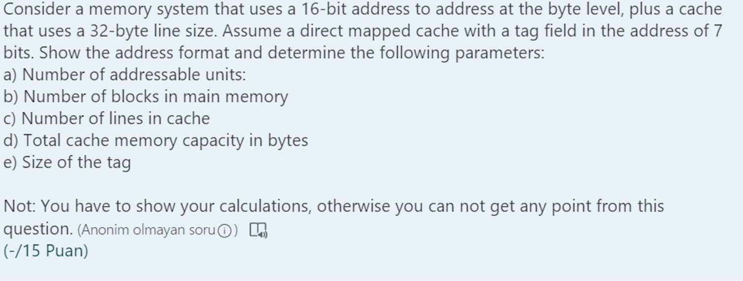 Solved Consider a memory system that uses a 16 -bit address | Chegg.com