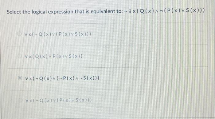 Solved discrete mathematics Select the logical expression | Chegg.com