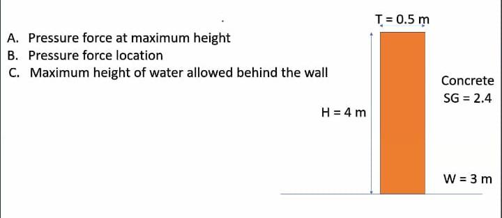 Solved T = 0.5 m A. Pressure force at maximum height B. | Chegg.com