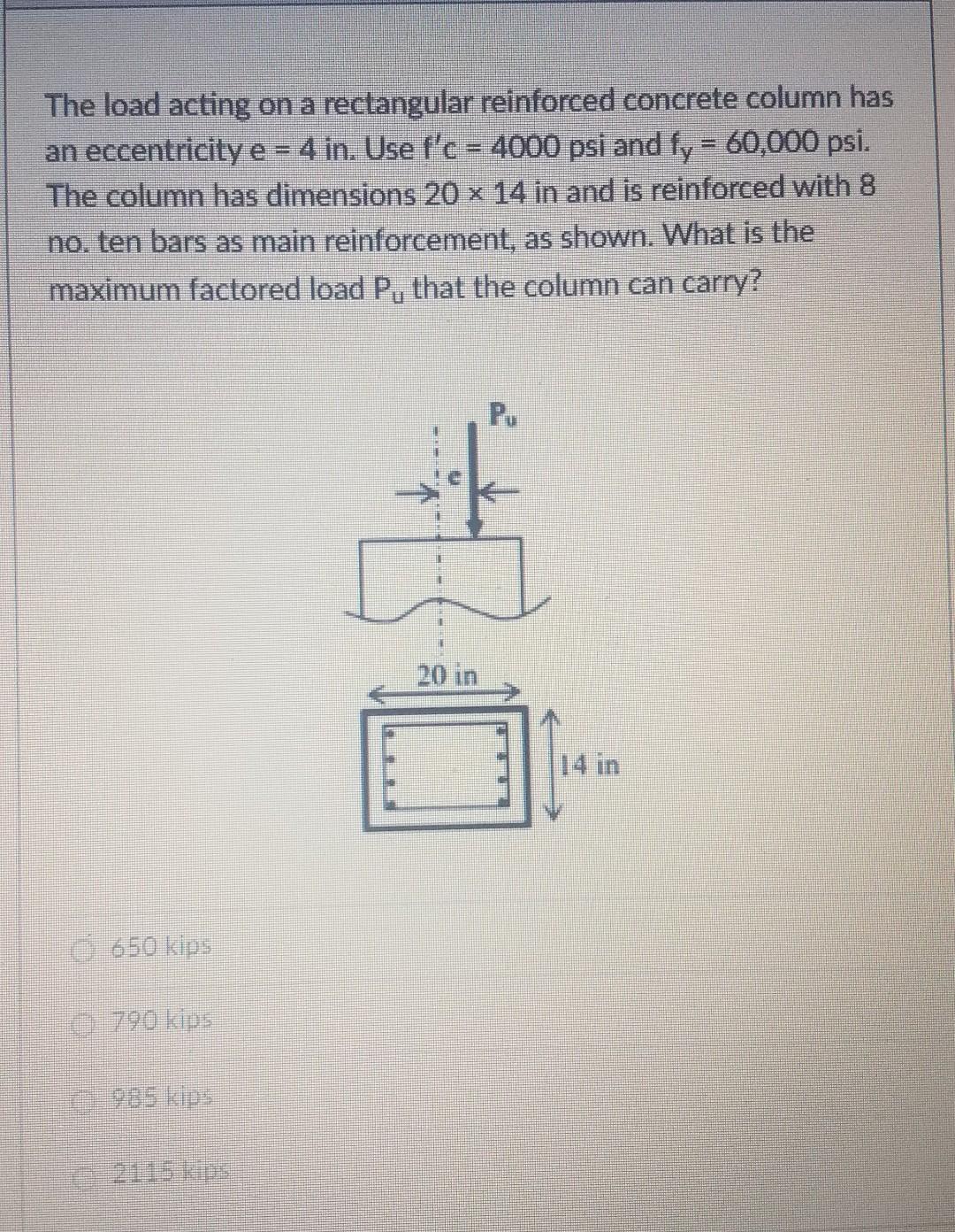 Solved The load acting on a rectangular reinforced concrete | Chegg.com