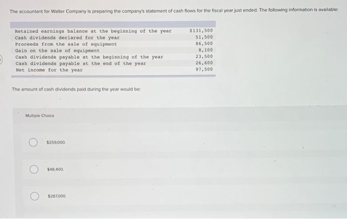 Solved The accountant for Walter Company is preparing the | Chegg.com