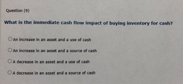 Solved Question (9) What is the immediate cash flow impact | Chegg.com