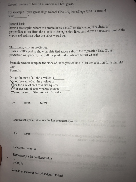 Solved The Computational Formula for the regression line is | Chegg.com