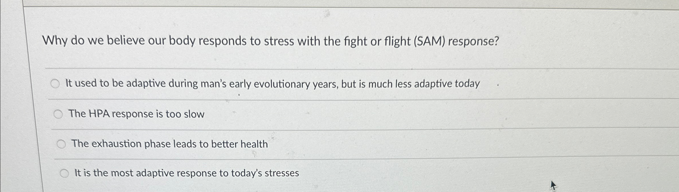 Solved Why do we believe our body responds to stress with | Chegg.com