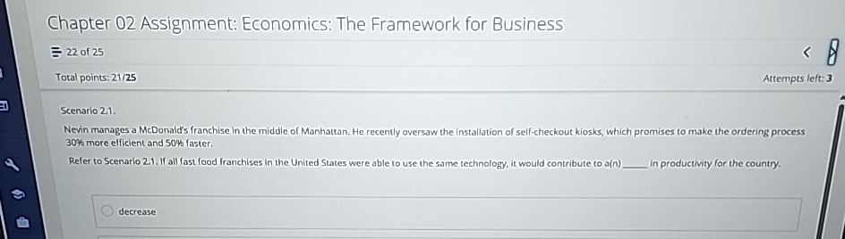 Solved Chapter 02 ﻿Assignment: Economics: The Framework for | Chegg.com