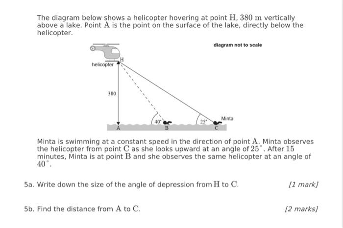 Solved The diagram below shows a helicopter hovering at | Chegg.com