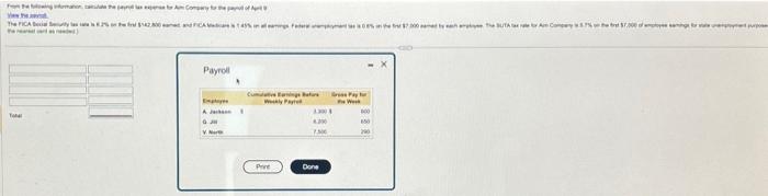 Solved From the following information, calculate the payroll | Chegg.com