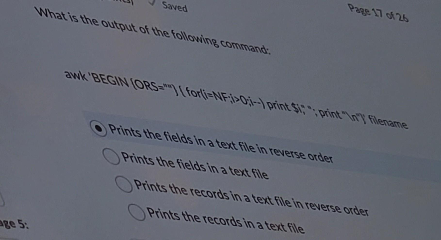 Solved Saved What is the output of the following command. | Chegg.com