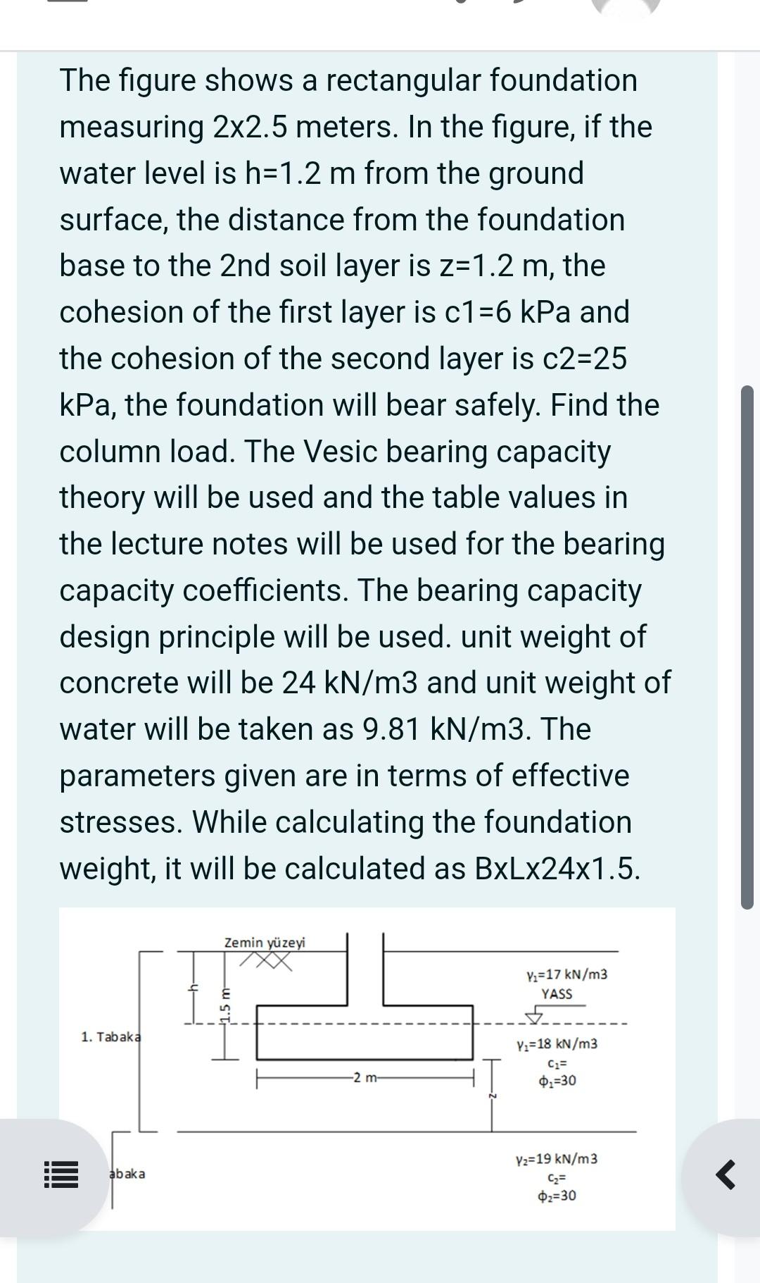 The figure shows a rectangular foundation measuring | Chegg.com