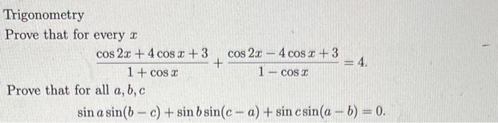 Solved Trigonometry Prove that for every x | Chegg.com