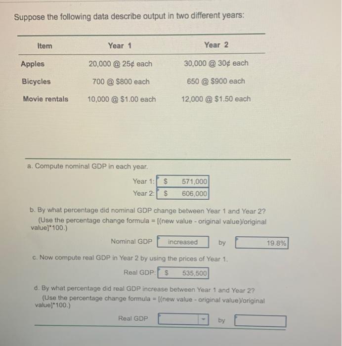 Solved Suppose the following data describe output in two | Chegg.com
