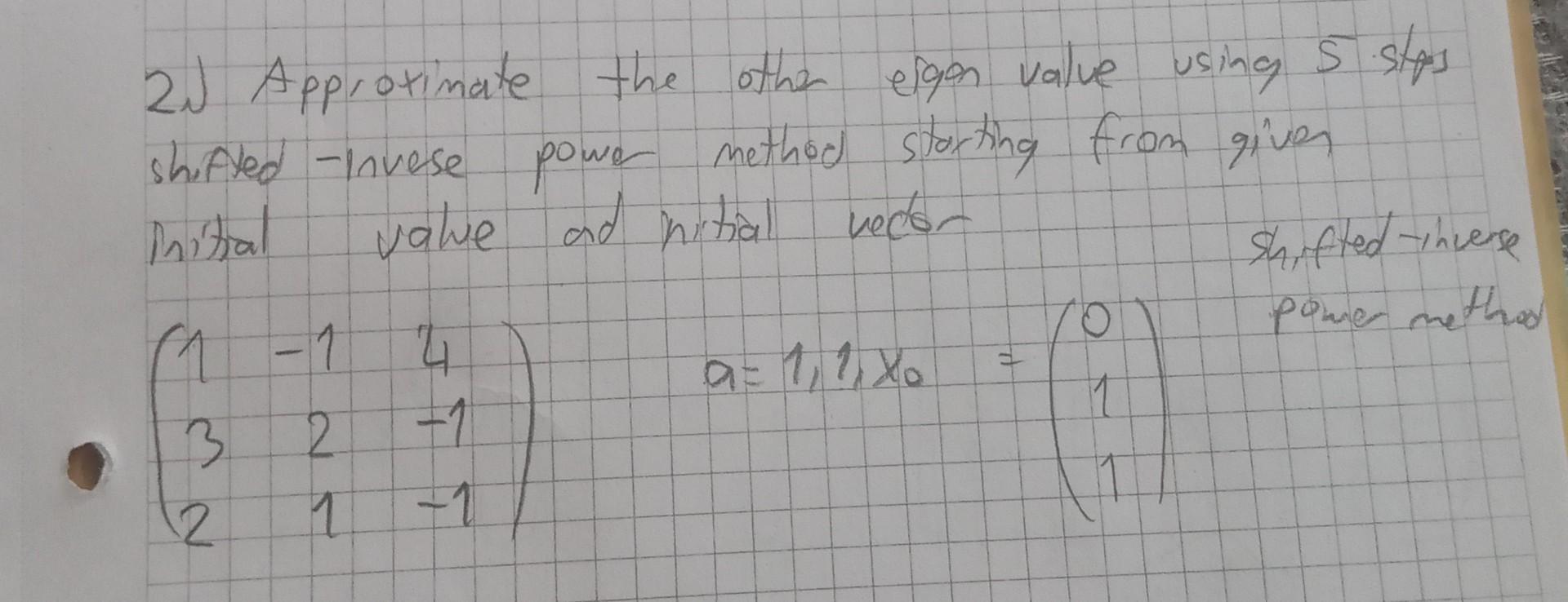Solved 2) Approximate the othe eigon value using 5 stpes | Chegg.com