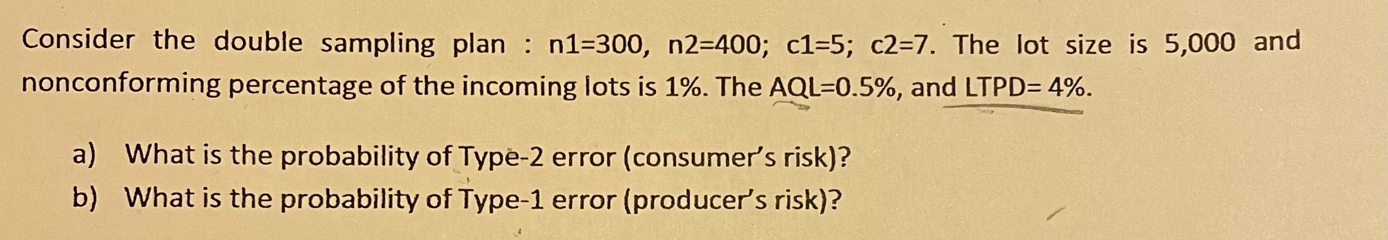 Solved Consider the double sampling plan : | Chegg.com