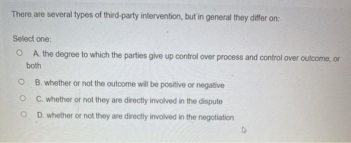 Solved There are several types of third-party intervention, | Chegg.com