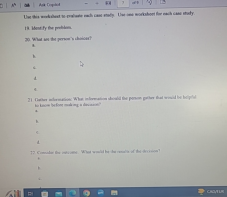 Ask CopilotUse this worksheet to evaluate each case | Chegg.com