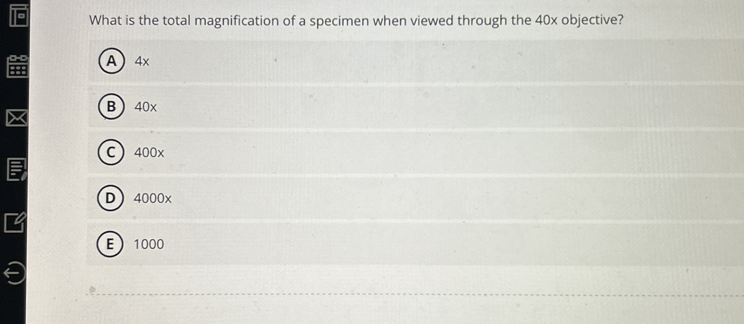 Solved What is the total magnification of a specimen when | Chegg.com