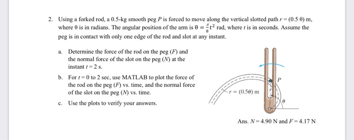Solved 2. Using a forked rod, a 0.5-kg smooth peg P is | Chegg.com