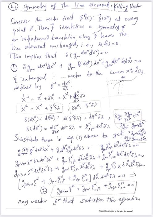 Solved with t example. Find the Killing vecter associated a | Chegg.com
