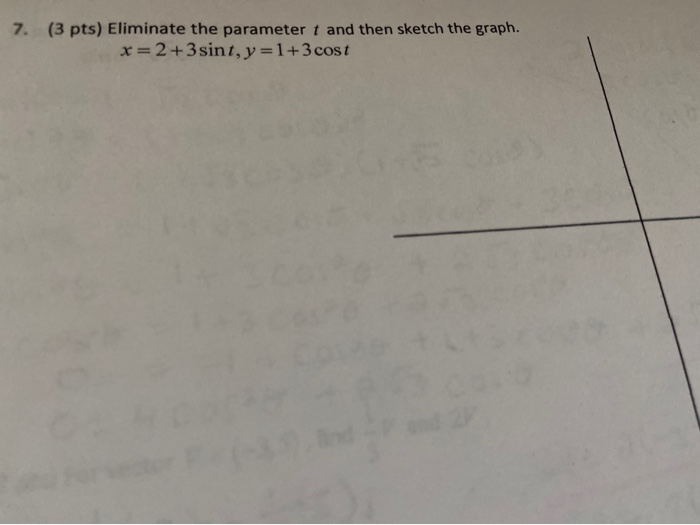 Solved 7. (3 pts) Eliminate the parameter t and then sketch | Chegg.com