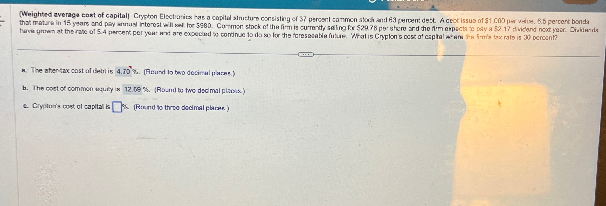 Solved (Weighted average cost of capital) ﻿Crypton | Chegg.com