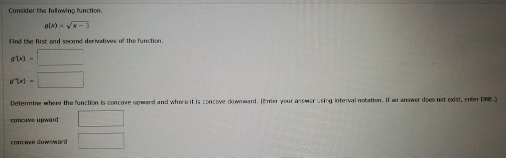 Solved Consider the following function. g(x) = x-3 Find the | Chegg.com