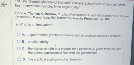 Solved The late Thomas McCraw of Harvard Business School | Chegg.com