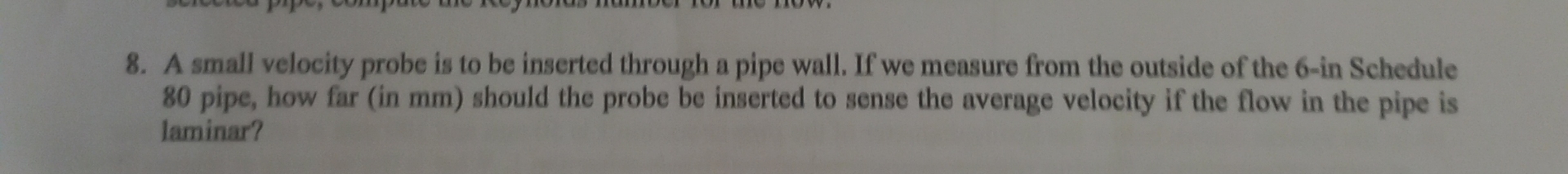 Solved A small velocity probe is to be inserted through a | Chegg.com