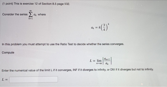 Solved (1 point) This is exercise 6 of Section 8.5 page 532. | Chegg.com
