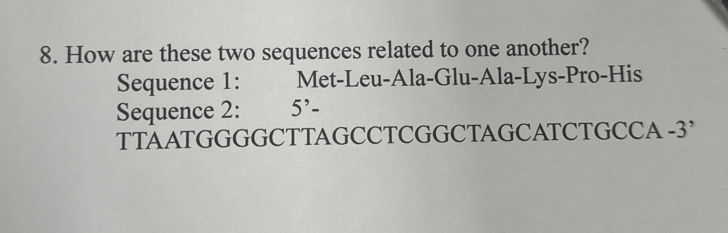 Solved How are these two sequences related to one | Chegg.com