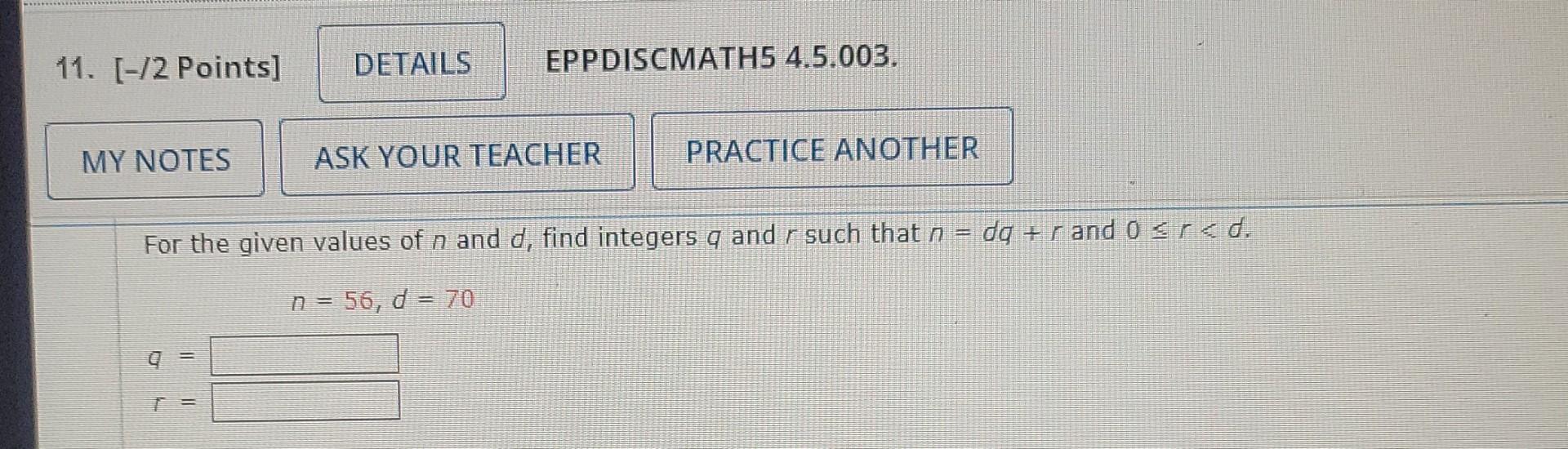Solved 6. [2/3 Points] DETAILS PREVIOUS ANSWERS EPPDISCMATH5 | Chegg.com