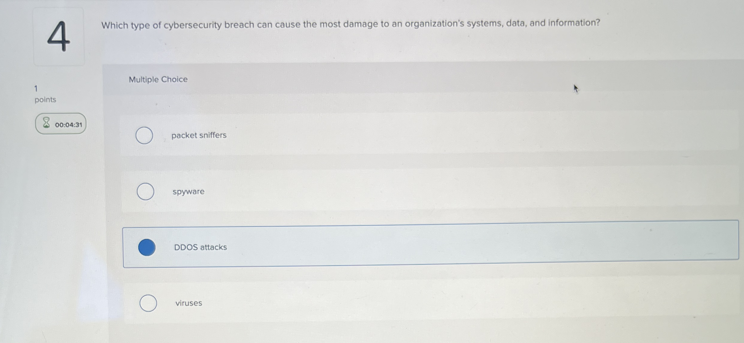Solved 4Which type of cybersecurity breach can cause the | Chegg.com