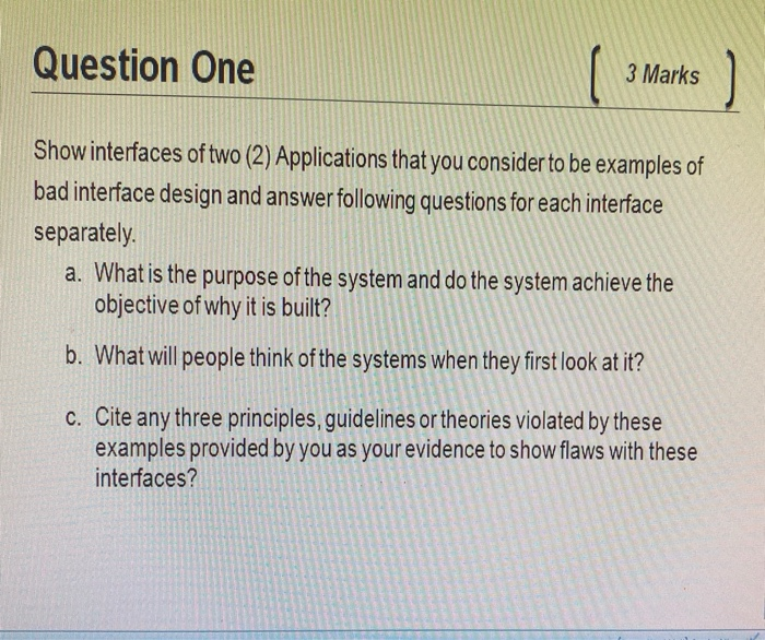 Solved what is the 2 bad interface applications , and with | Chegg.com