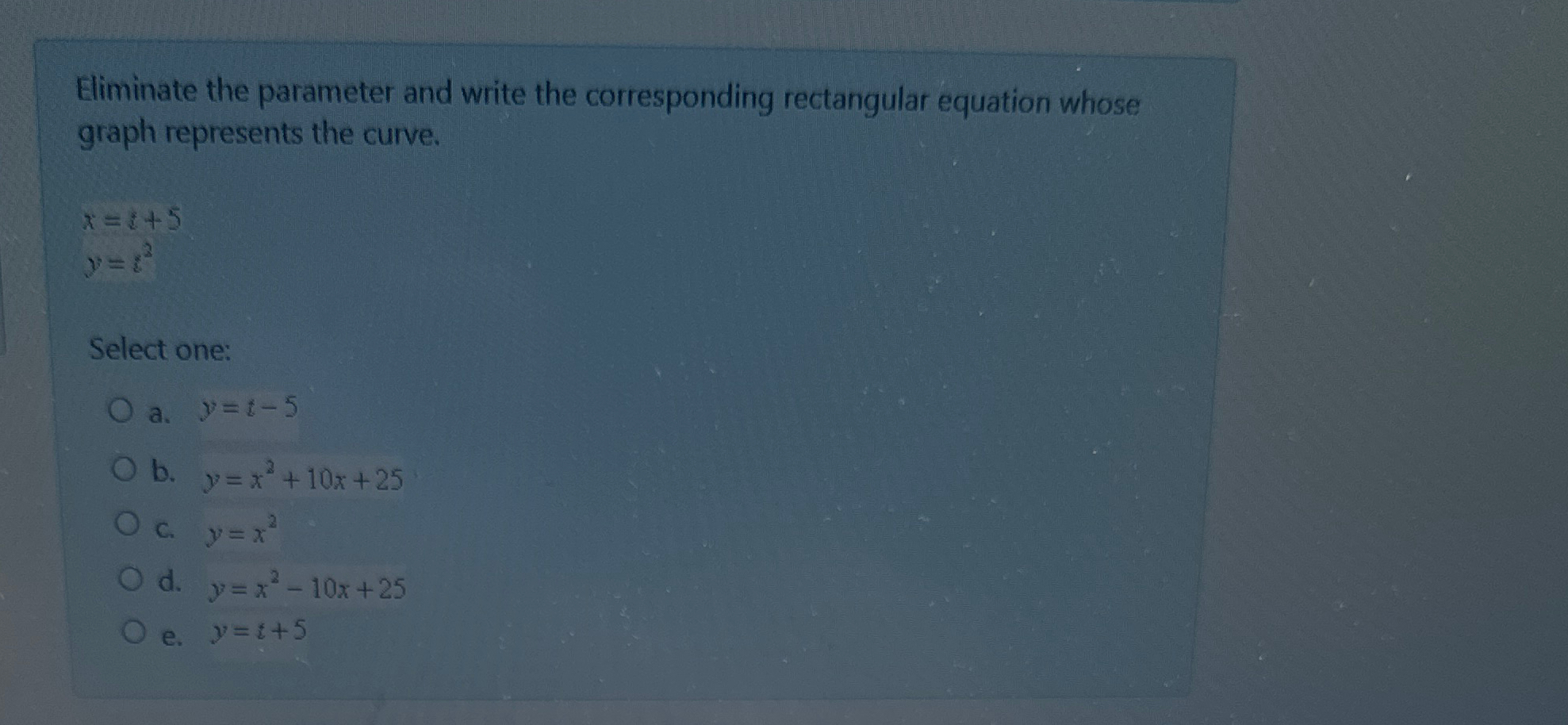 Solved Eliminate the parameter and write the corresponding | Chegg.com