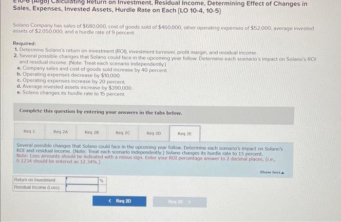 Solved E10-6 (Algo) Calculating Return on Investment, | Chegg.com