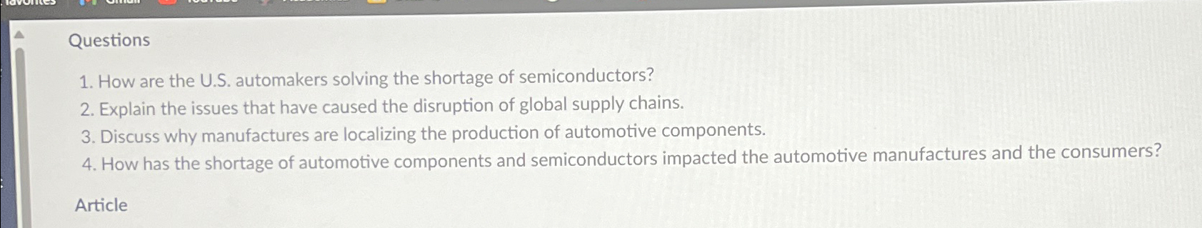 Solved QuestionsHow are the U.S. ﻿automakers solving the | Chegg.com