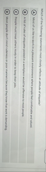 Solved Which of the following statements most closely | Chegg.com