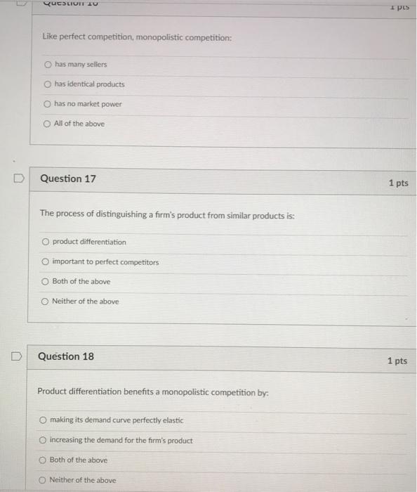 Solved Like perfect competition, monopolistic competition: | Chegg.com