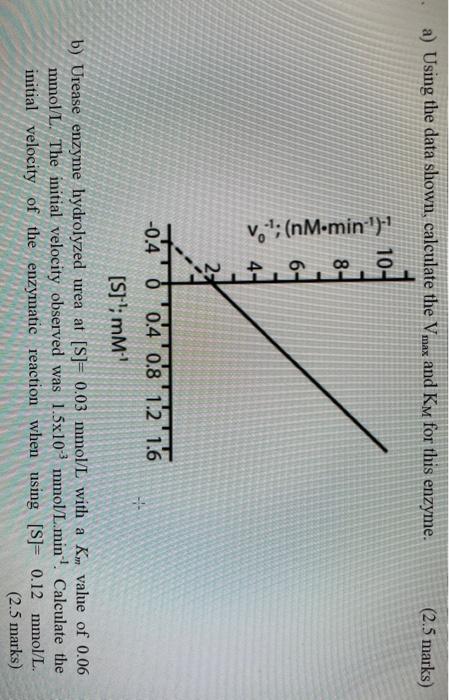 Solved a) Using the data shown, calculate the Vmax and Km | Chegg.com