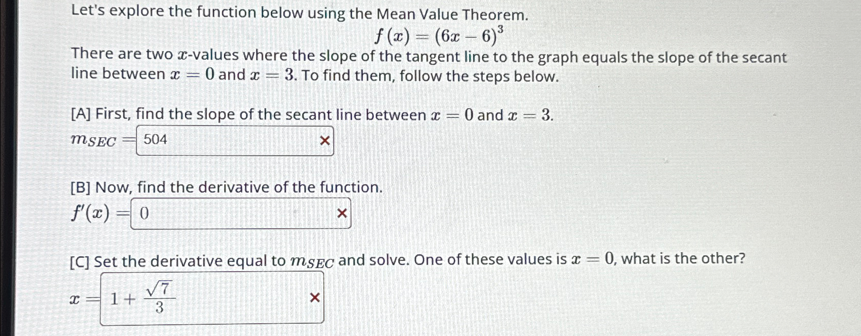 Solved Let's explore the function below using the Mean Value | Chegg.com