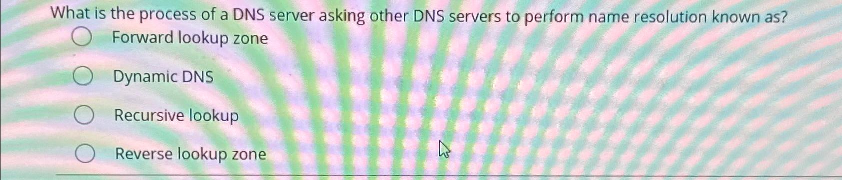 Solved What is the process of a DNS server asking other DNS | Chegg.com
