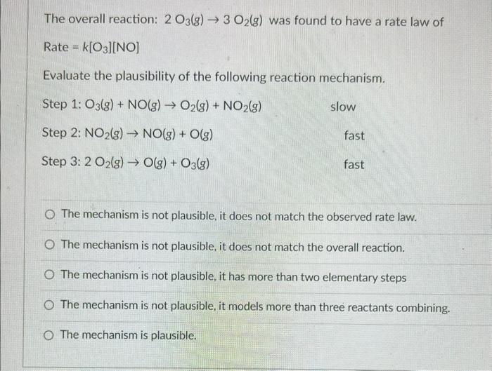 Solved The overall reaction: 2O3( g)→3O2( g) was found to | Chegg.com