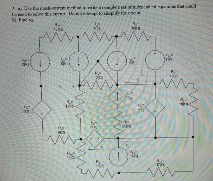 2. a) Use the mesh-current method to write a complete | Chegg.com