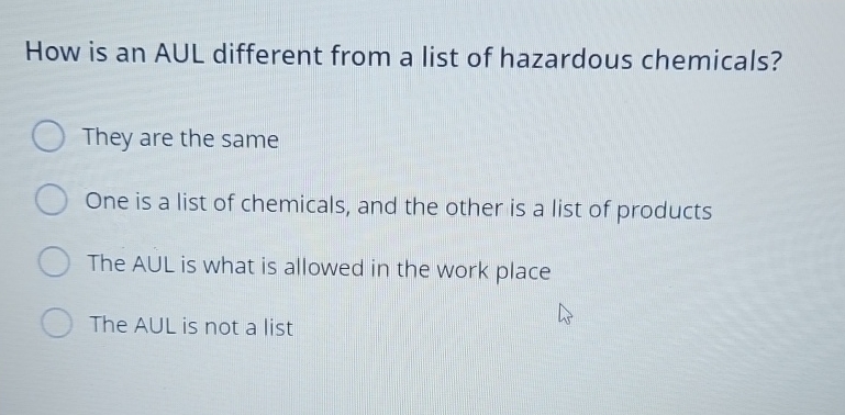 Solved How is an AUL different from a list of hazardous | Chegg.com
