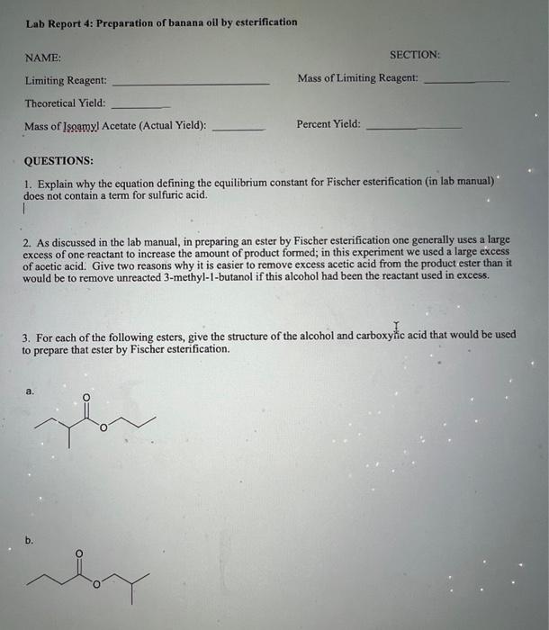 Solved NAME: SECTION: Limiting Reagent: Mass of Limiting | Chegg.com