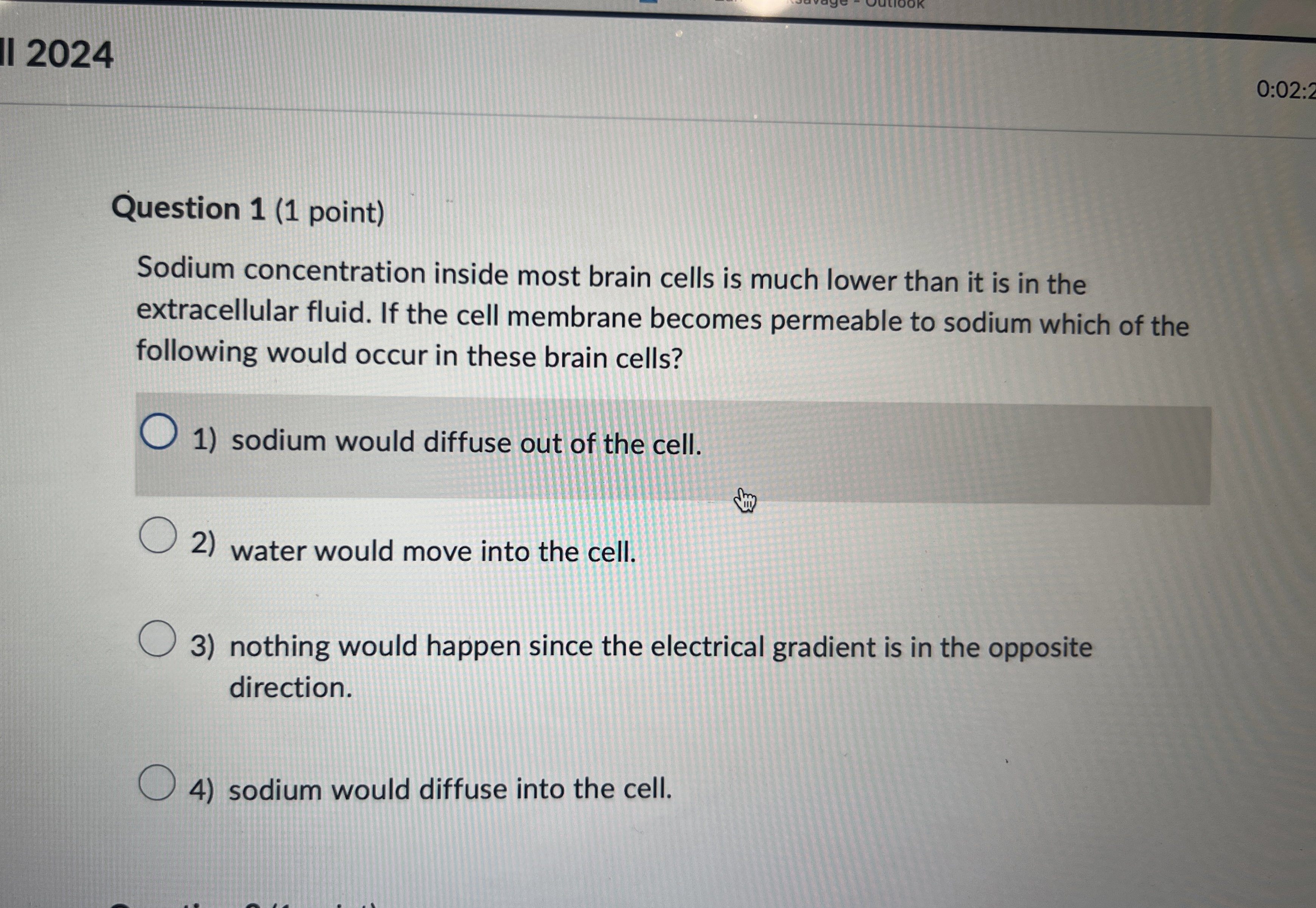 Solved 20240:02:2Question 1 (1 ﻿point)Sodium concentration | Chegg.com