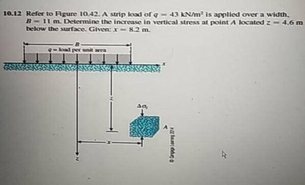 Solved 10.12 Refer to Figure 10:42. A strip load of q- 43 | Chegg.com