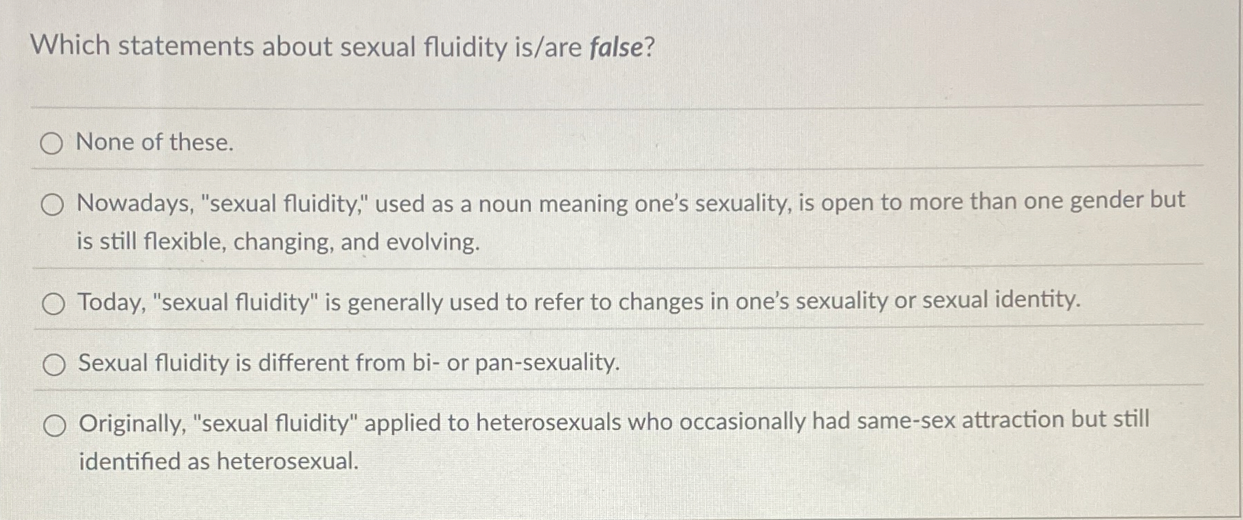 Solved Which Statements About Sexual Fluidity Isare 8345