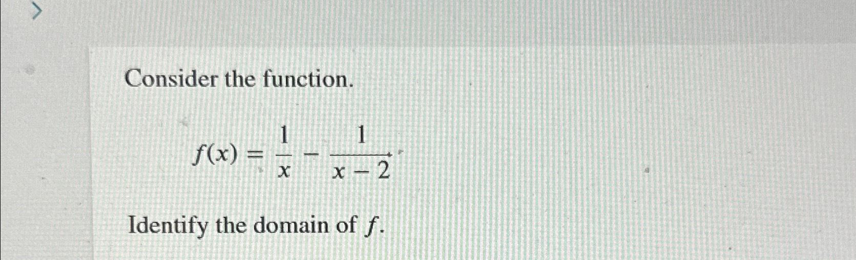 Solved Consider the function.f(x)=1x-1x-2Identify the domain | Chegg.com