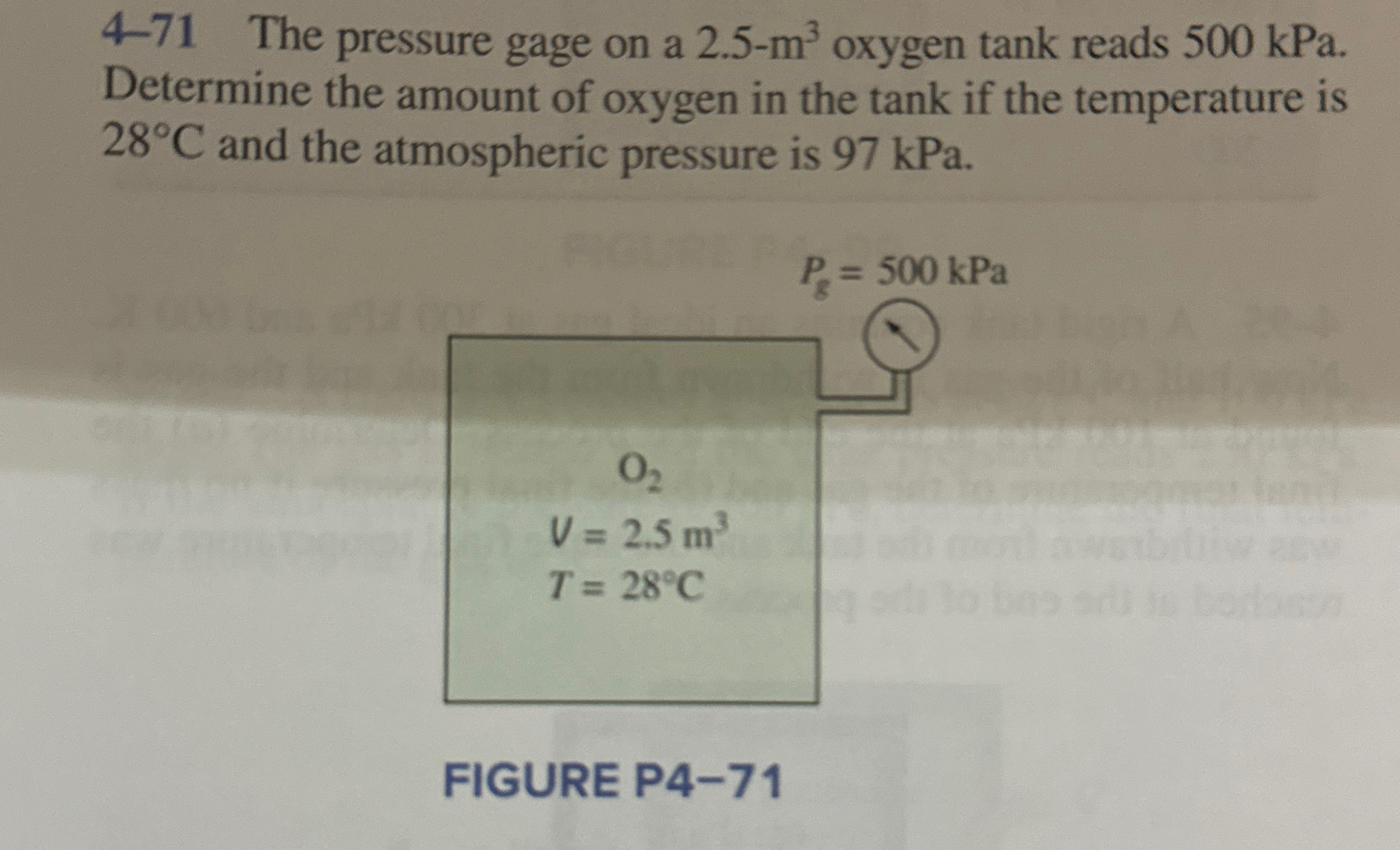 Solved 4-71 ﻿The pressure gage on a 2.5-m3 ﻿oxygen tank | Chegg.com