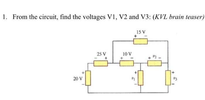 1. From the circuit, find the voltages V1, V2 and V3: | Chegg.com